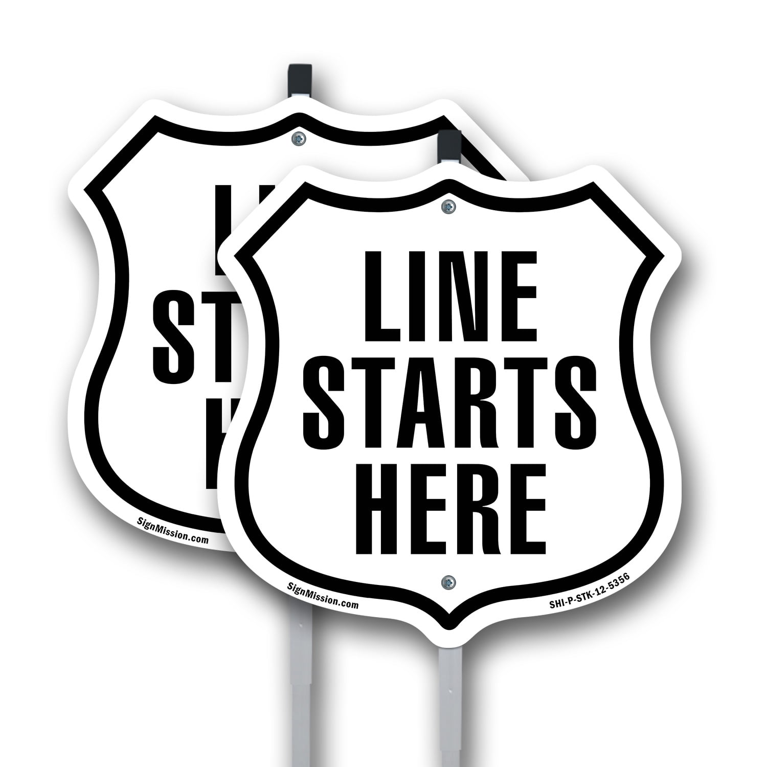 Line Starts Here (2 Pack) 12 inch X 12 inch Shield Shaped Commercial ...