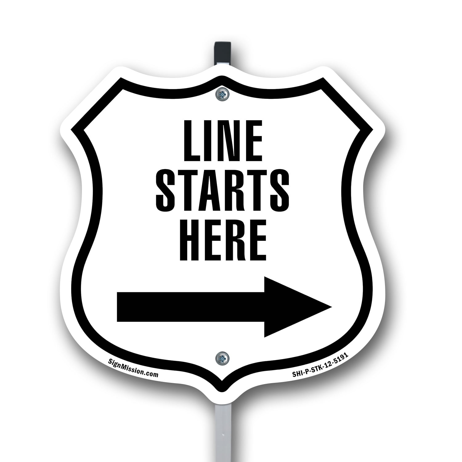 Line Starts Here Right 12 inch X 12 inch Shield Shaped Rust-Free ...