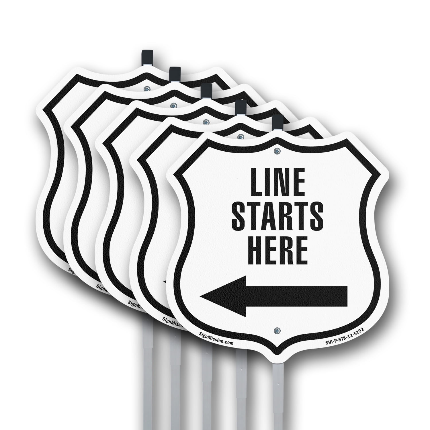Line Starts Here Left (5 Pack) 12 inch X 12 inch Shield Shaped ...