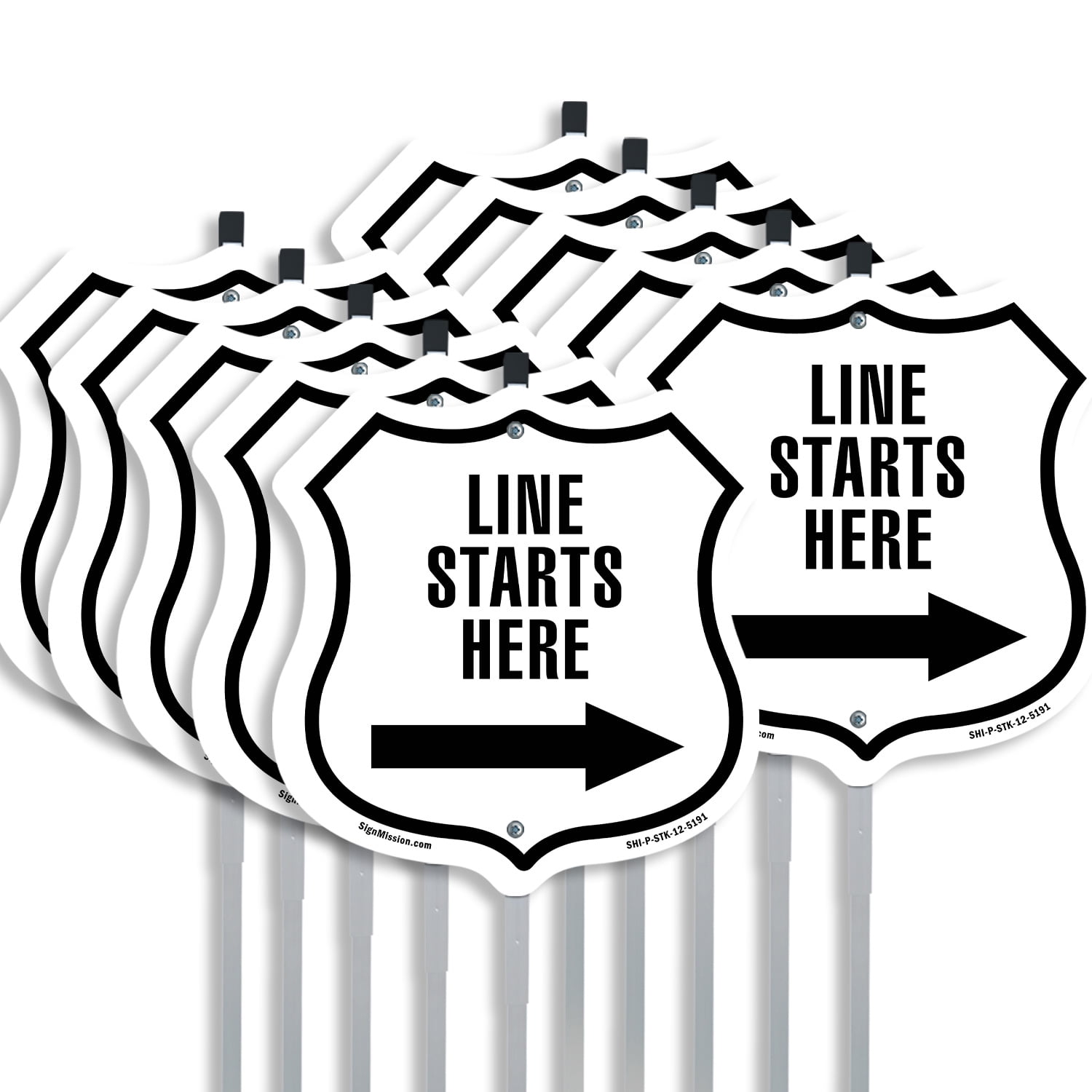 Line Starts Here Right (10 Pack) 12 inch X 12 inch Shield Shaped ...