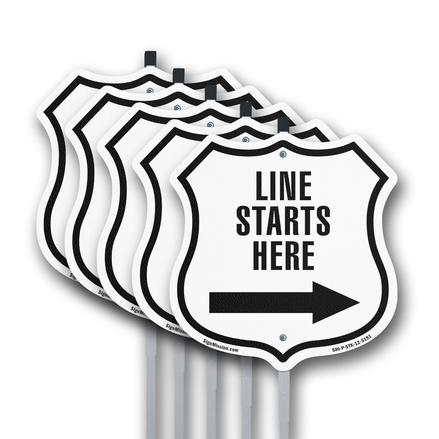 Line Starts Here Right (5 Pack) 12 inch X 12 inch Shield Shaped Rust ...