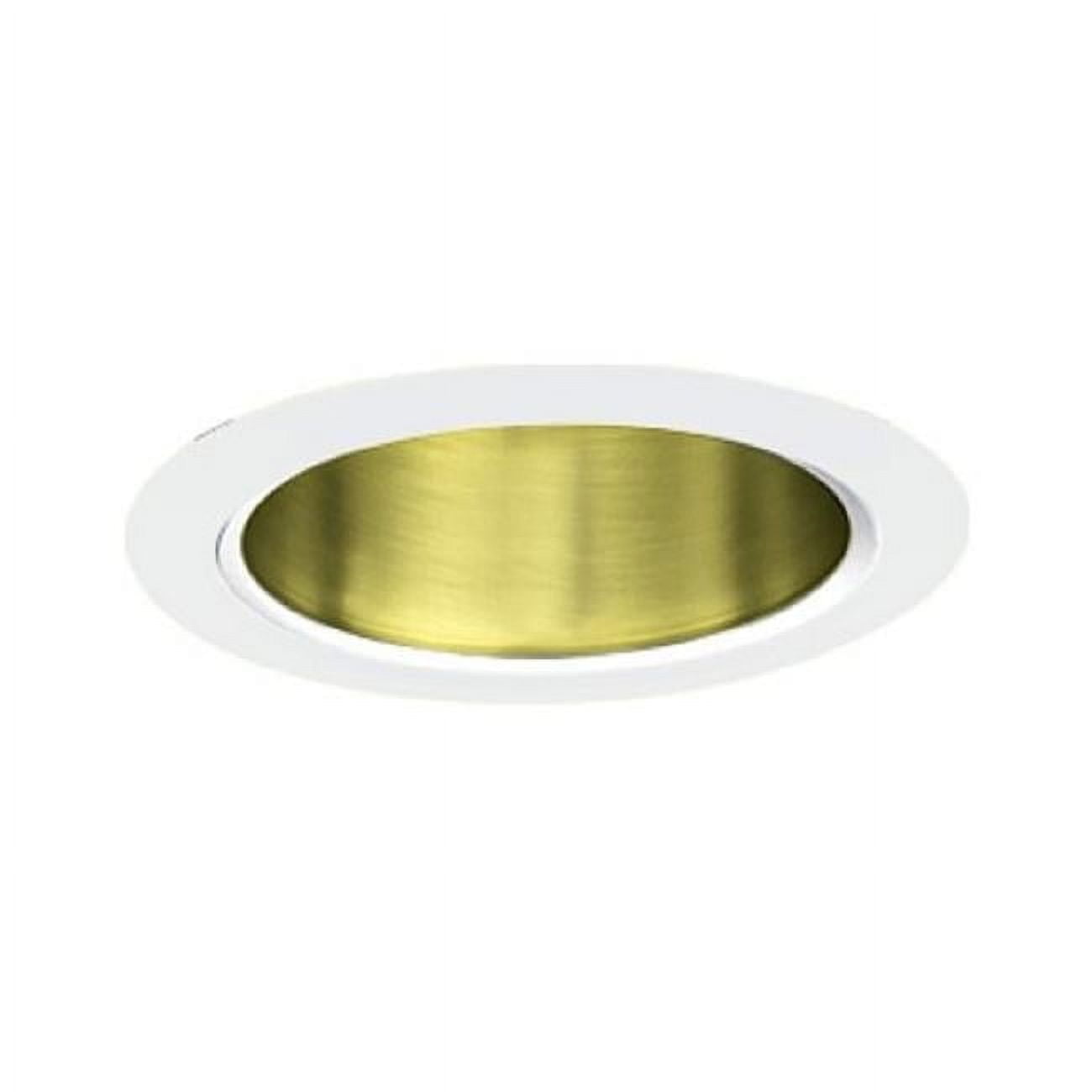 Line Voltage Aperture Cone Trim 5 in. Polished Brass Finish With White ...