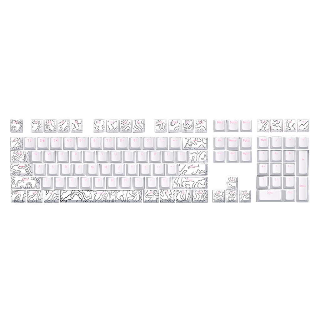 Line White PBT Original Height Keycaps 108 Keys Shine Through Backlit ...