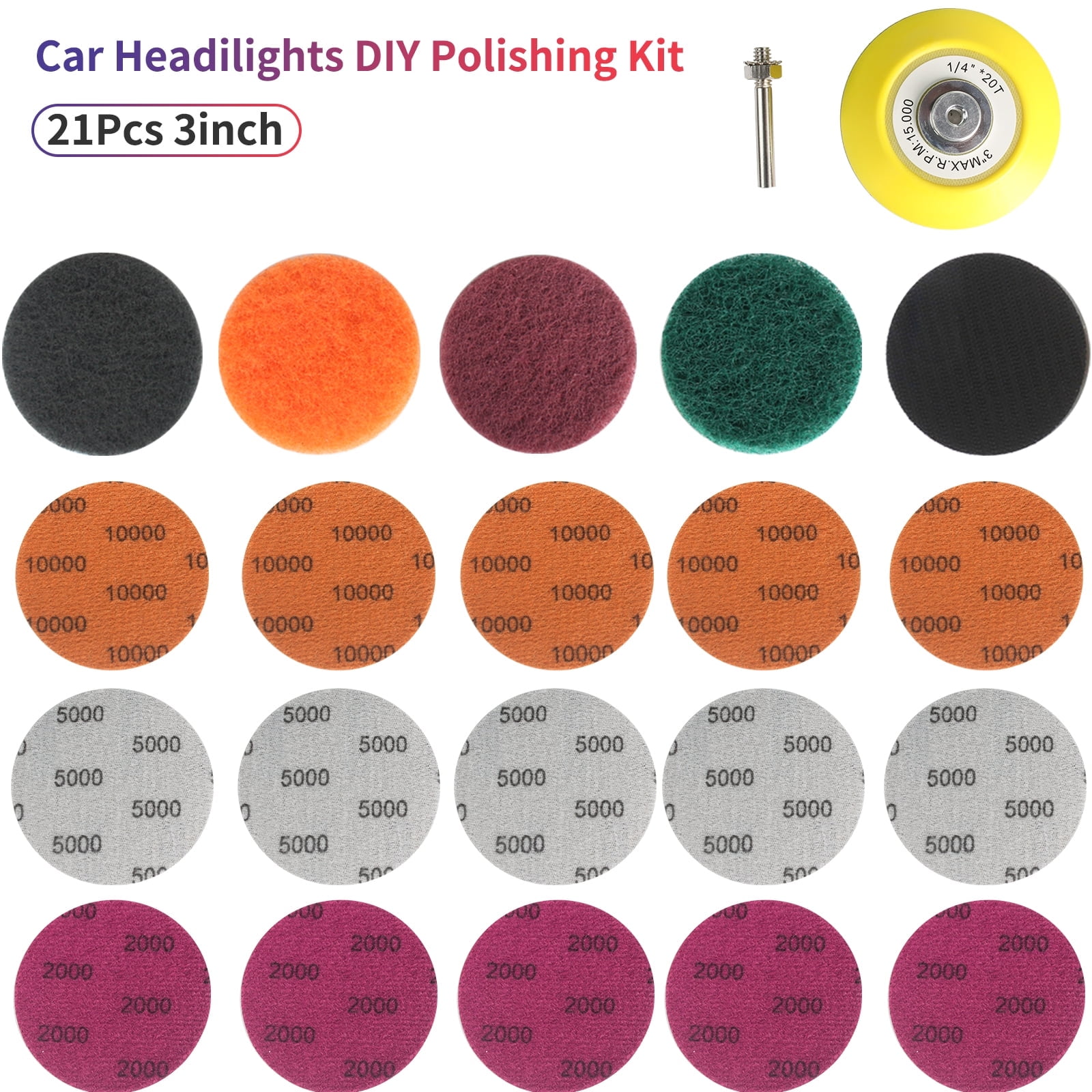 LineYDI 21X 3" Car Headlight Lens Restoration Repair Kit Polishing ...