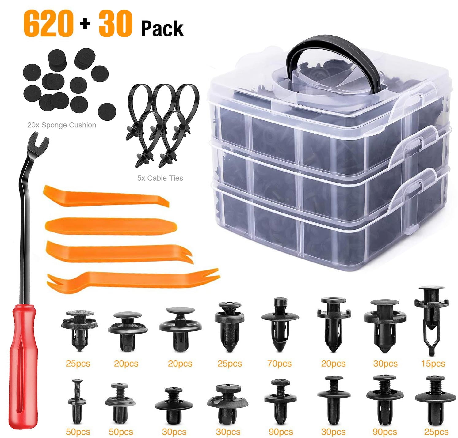 LineYDI 650PCS Car Retainer Clips & Plastic Fasteners Kit with Fastener ...