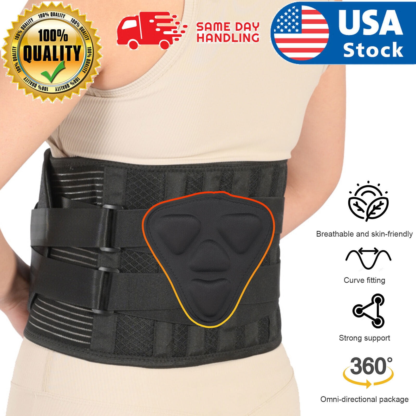 LineYDI Adjustable Lower Back Brace Lumbar Support Waist Belt With ...