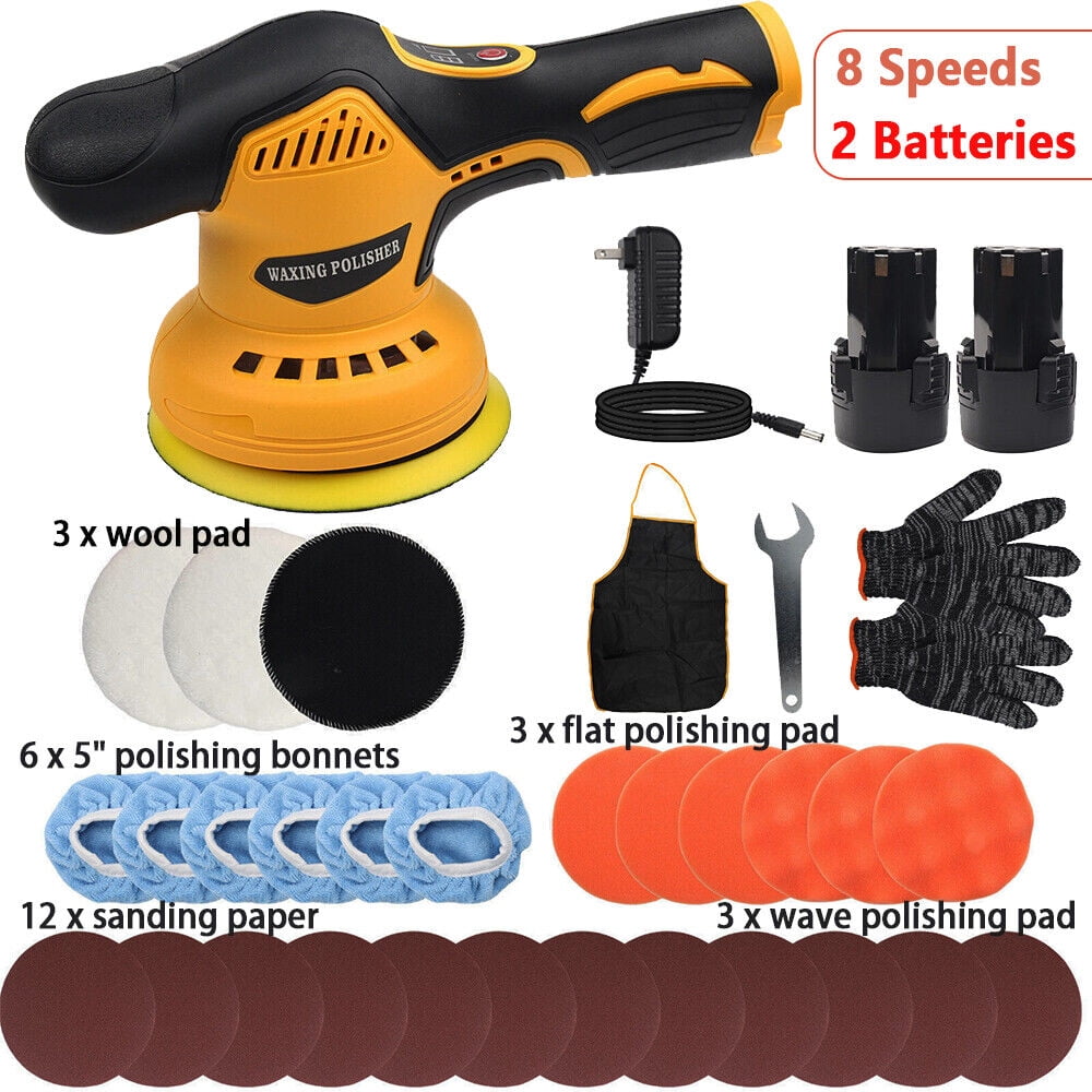 LineYDI Dual Action Car Polisher Buffer Machine Cordless 5" Sander ...