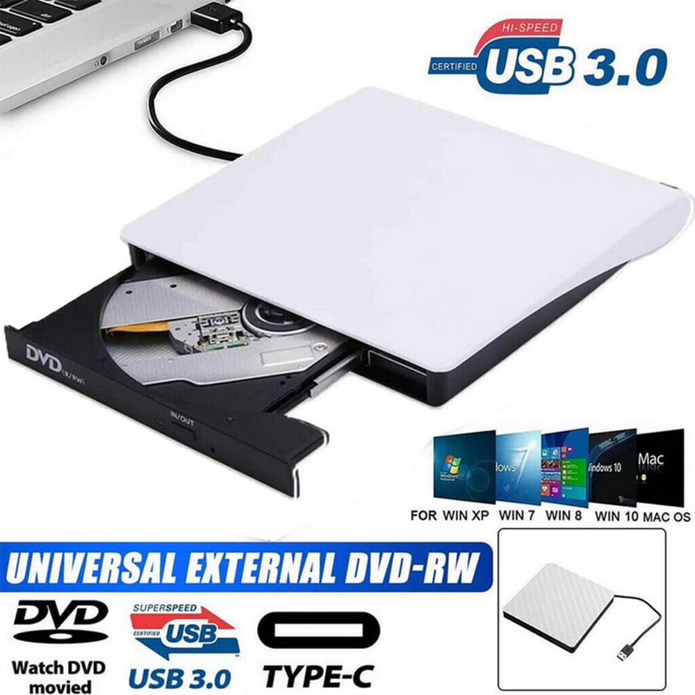 LineYDI External DVD Drive, USB 3.0, Type-C, Portable, CD/DVD ROM ...