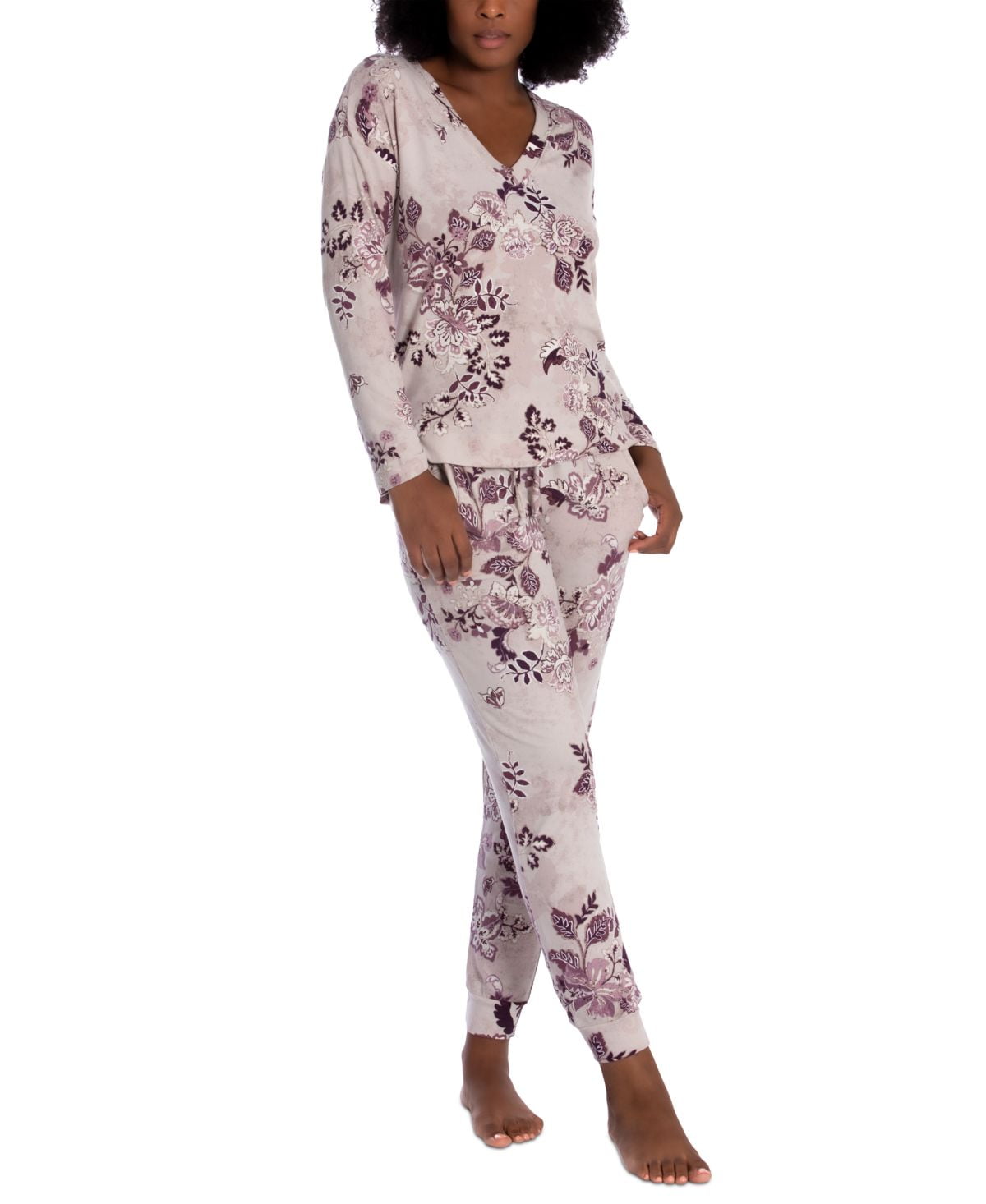 Linea Donatella Womens Comfort Zone Printed Hacci Pajama Set - Walmart.com