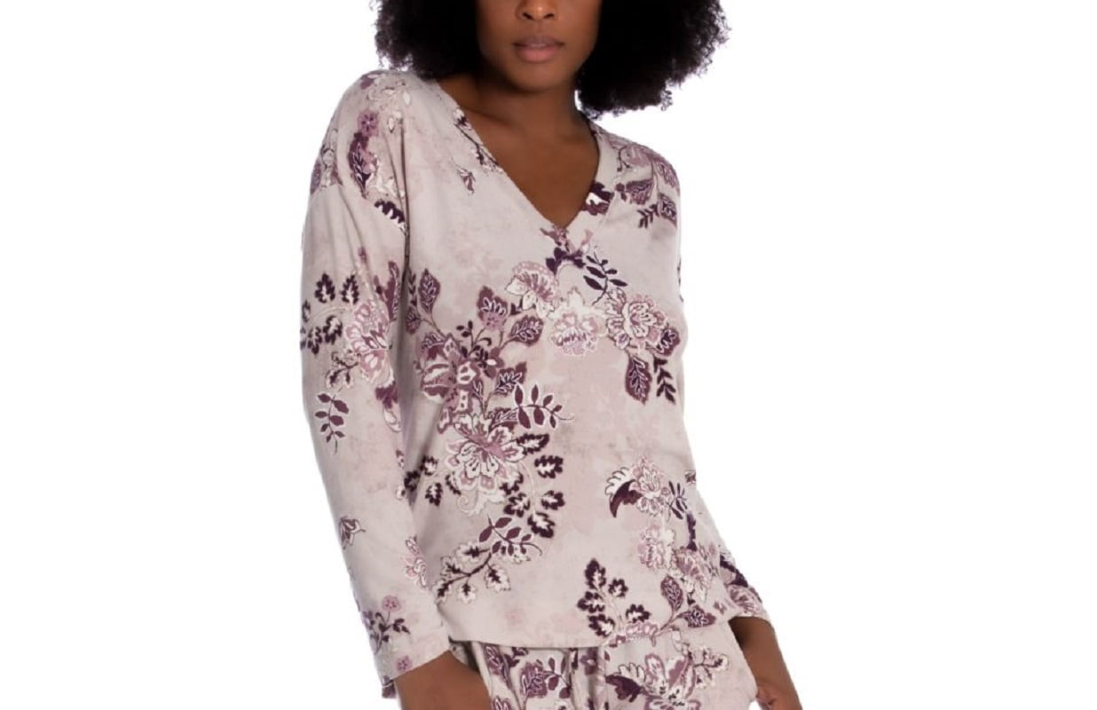 Linea Donatella Womens Comfort Zone Printed Hacci Pajama Top Only,1 ...