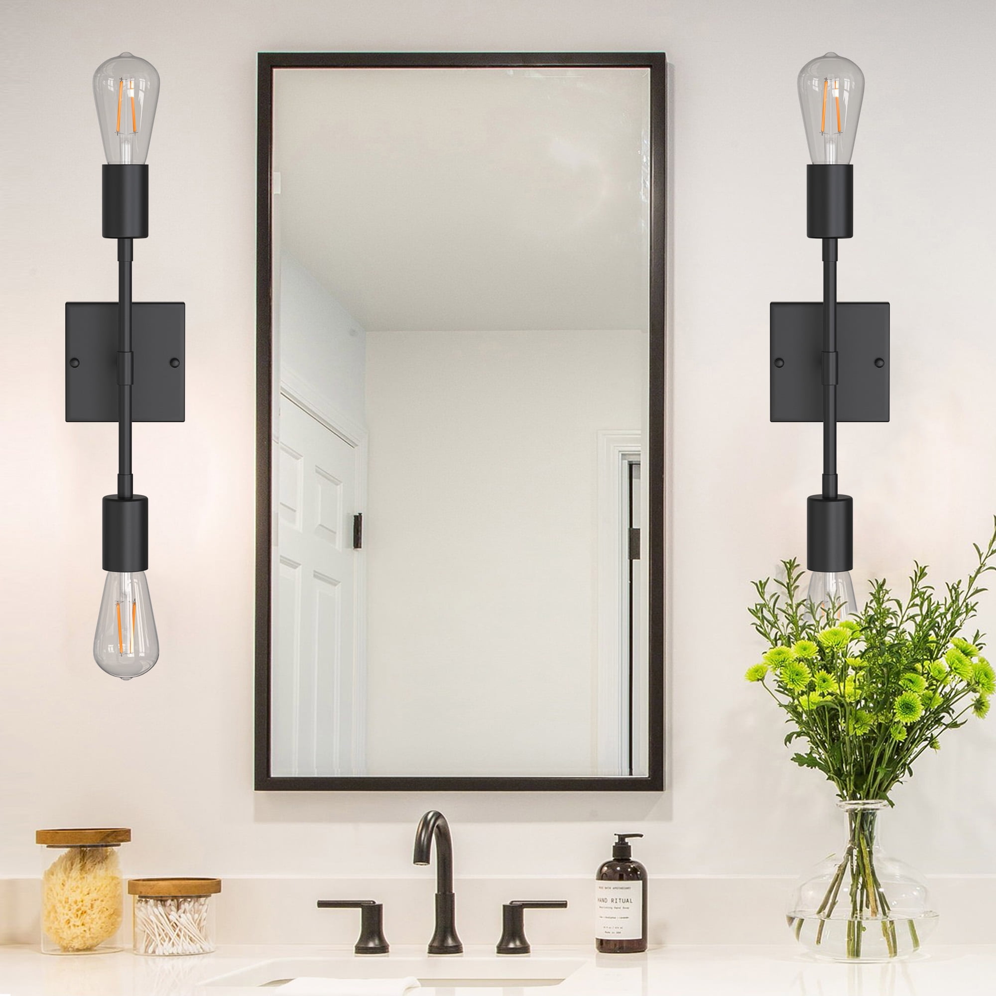 Linea Wall Sconce Lighting - Modern Farmhouse 2-Light Bathroom Vanity ...