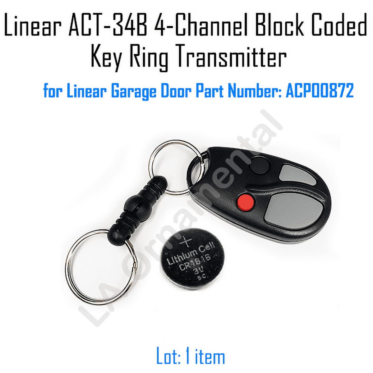Linear ACT-B34 4 channel Transmitter Block Coded Key Ring Transmitter ...