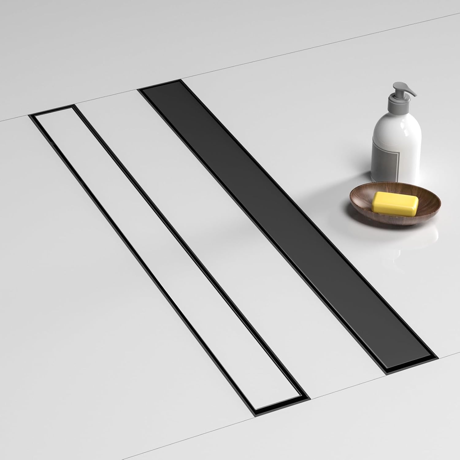 Linear Drain 32 Inch Black, Rectangular Shower Floor Drain with ...