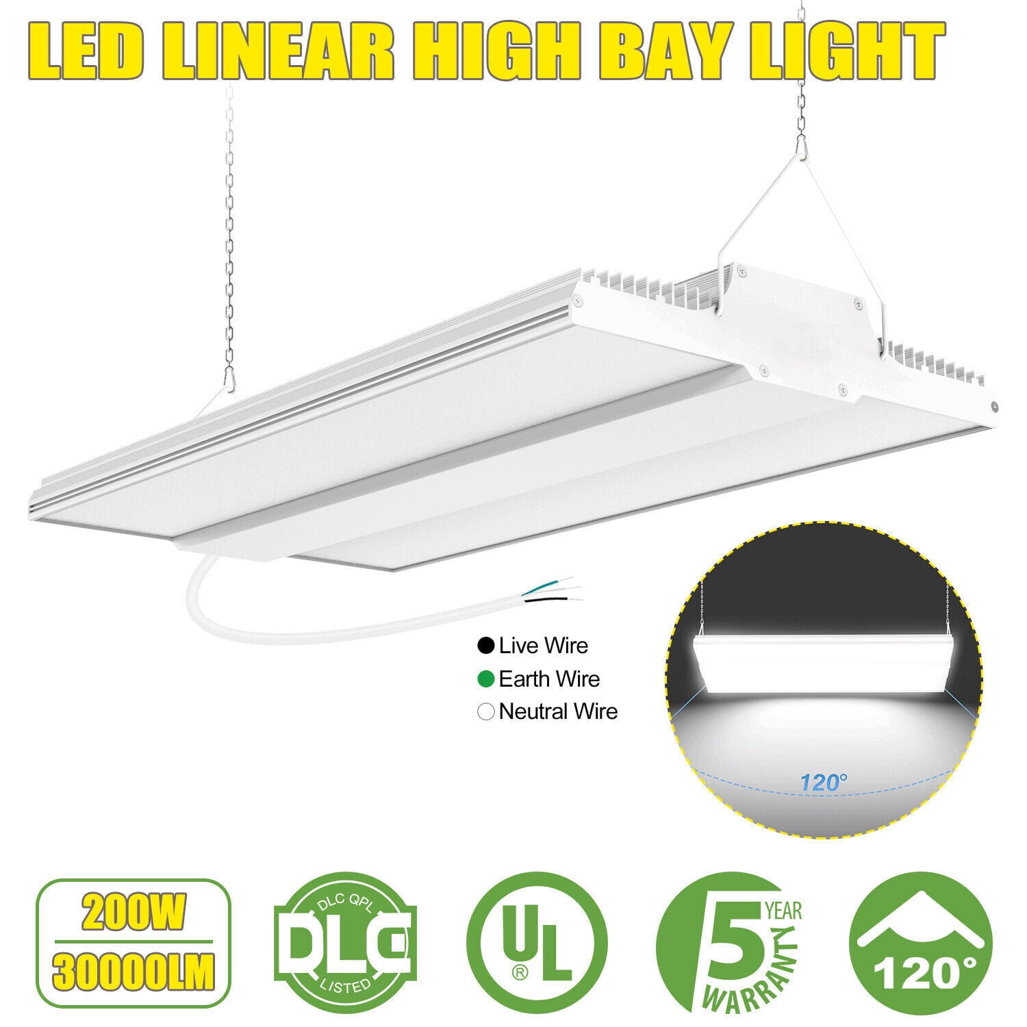 Linear LED High Bay Shop Light 200W 5000K Daylight Workshop Warehouse Garage GYM - Walmart.com