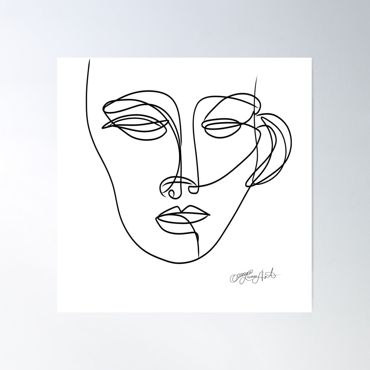 Linear Portrait Of A Woman Face A Minimalist Art, Graphic Design In One ...