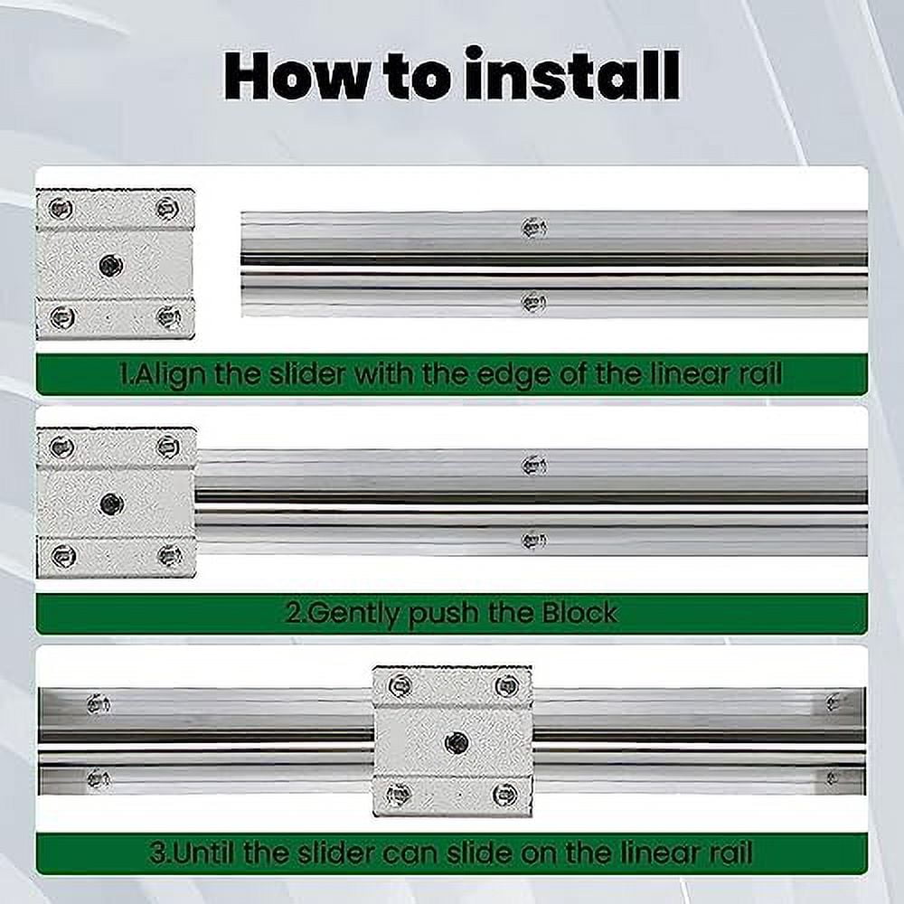 Linear Rail SBR20 1000mm 2PCS Fully Supported Linear Rail Shaft Rod with 4PCS SBR20UU Blocks ...