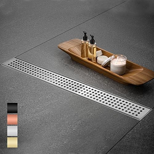 Linear Shower Drain 24 Inch Rectangular, Brushed Nickel SUS-304 ...