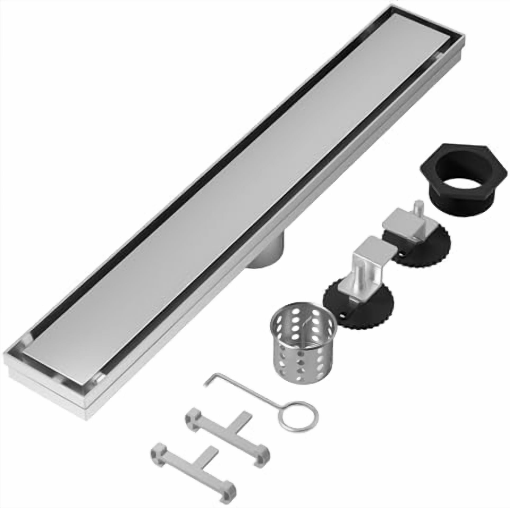 Linear Shower Drain, 304 Stainless Steel with Adjustable Leveling Feet ...