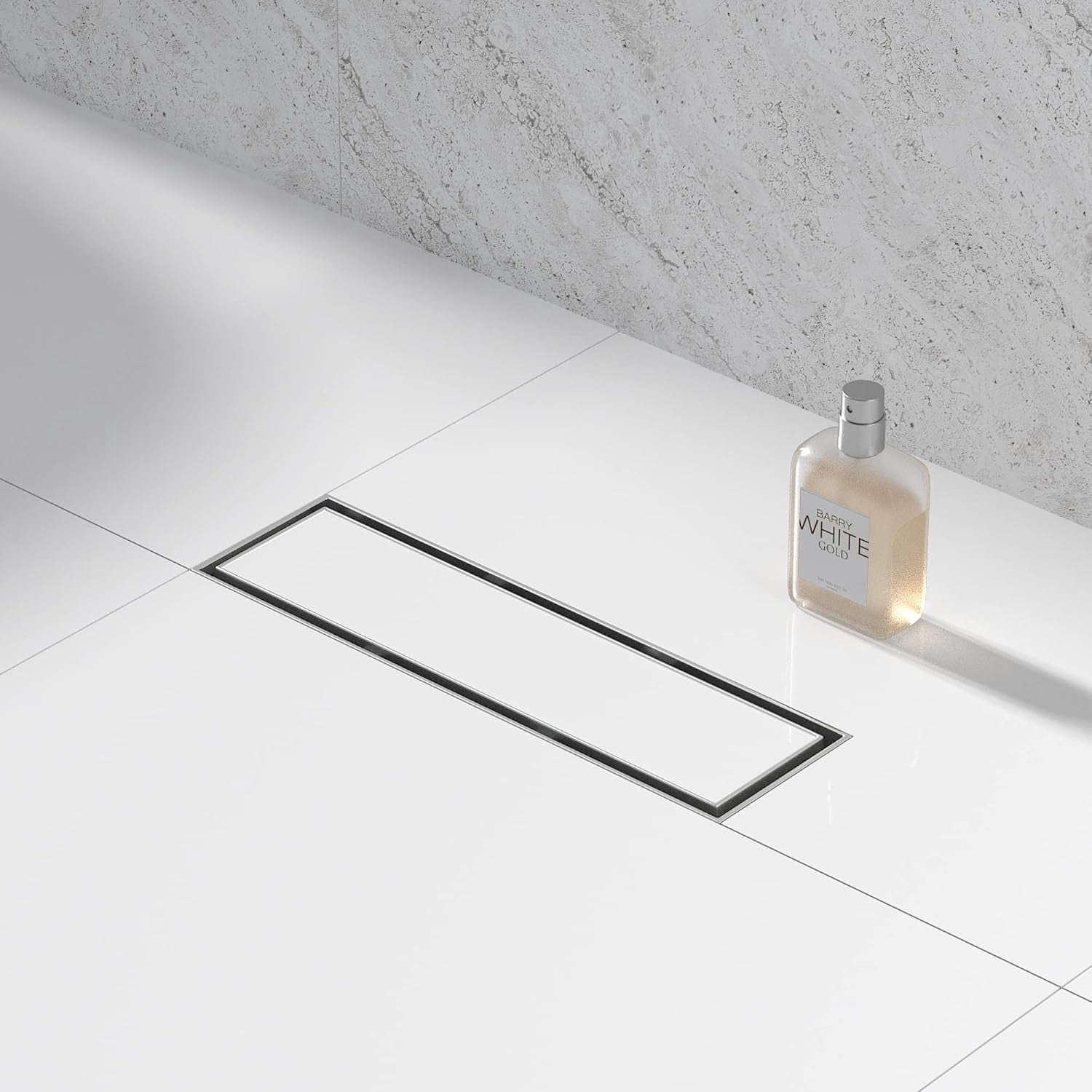 Linear Shower Drain 42” Brushed Floor Drain with Tiled Insert Grate ...