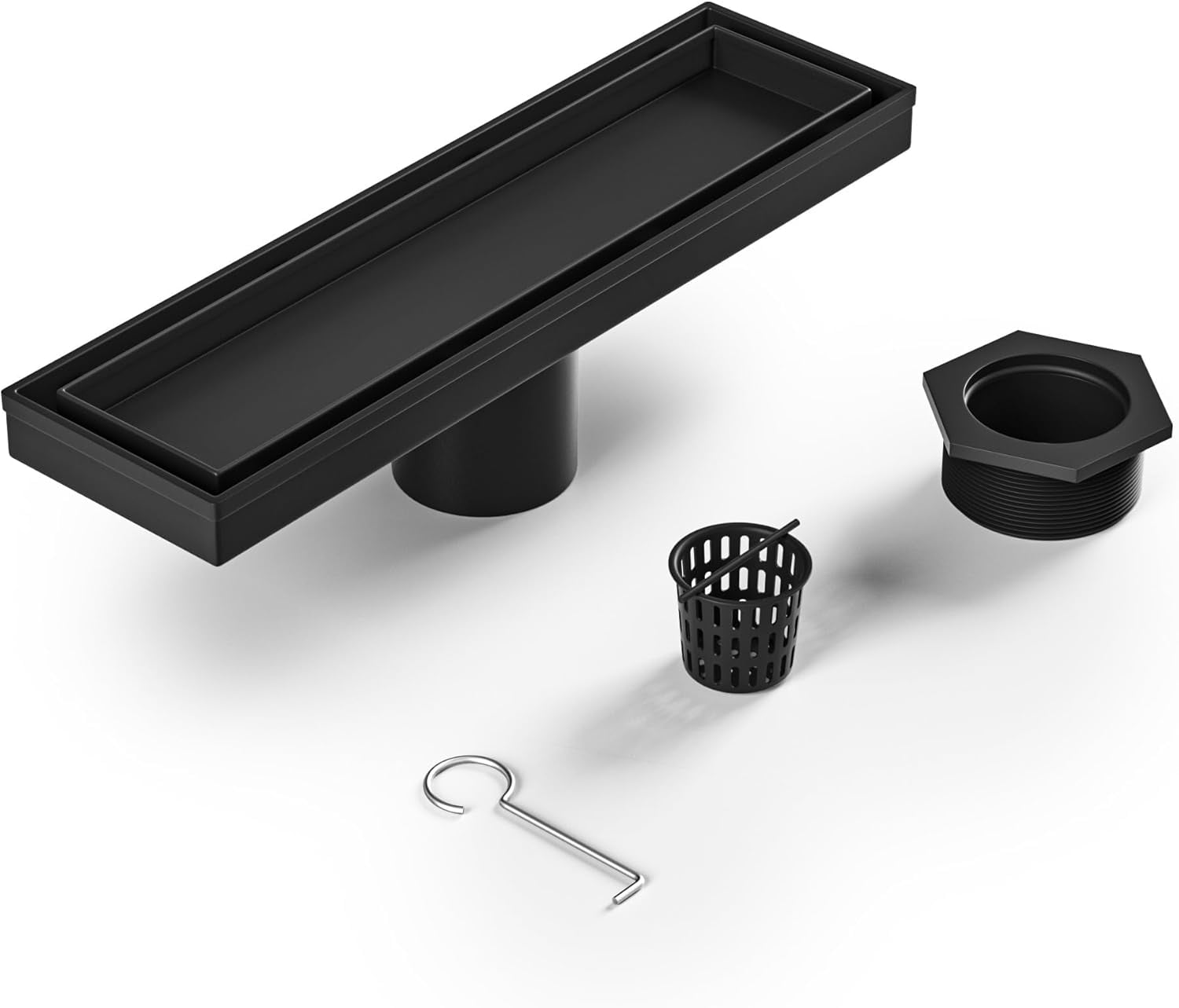 Linear Shower Drain 42” Brushed Floor Drain with Tiled Insert Grate ...