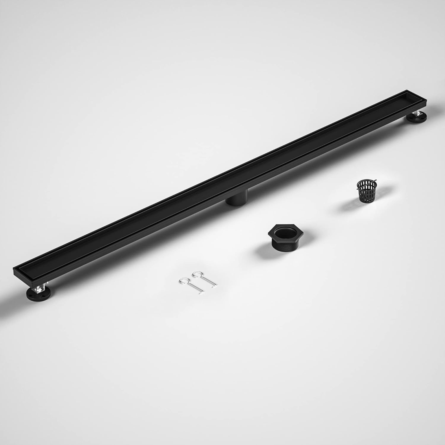 Linear Shower Drain 42” Brushed Floor Drain with Tiled Insert Grate ...