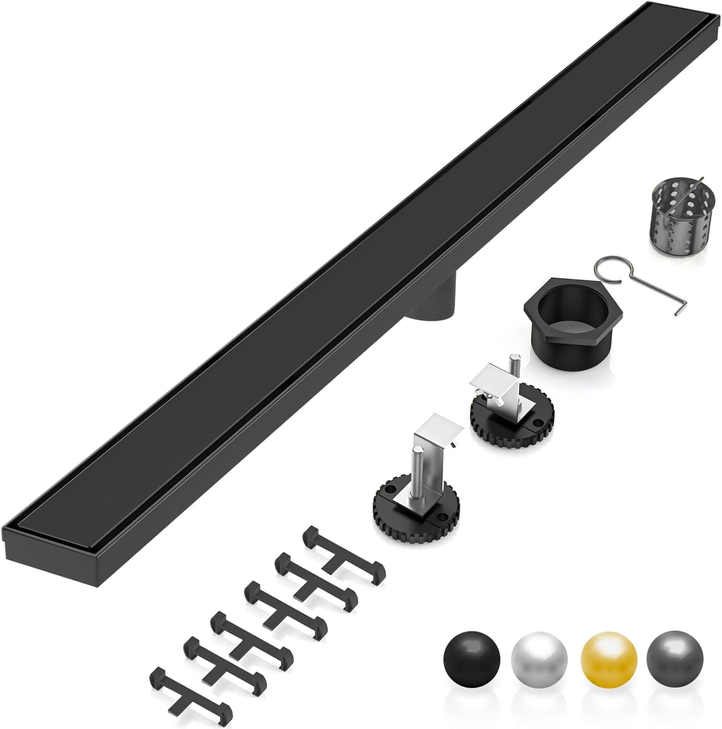 Linear Shower Drain | 48” 304 Stainless Linear Drain Matte Black Shower ...