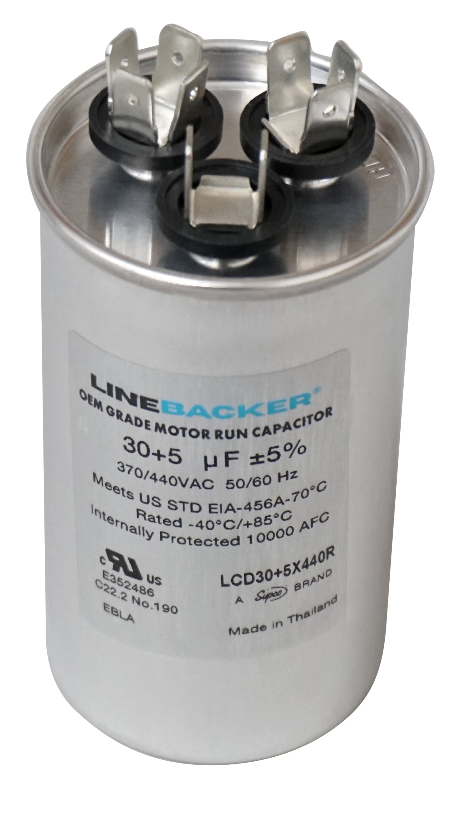 Linebacker Motor Run Dual Round Capacitor, 30 + 5 Mfd., 440 Volt, LCD30 ...