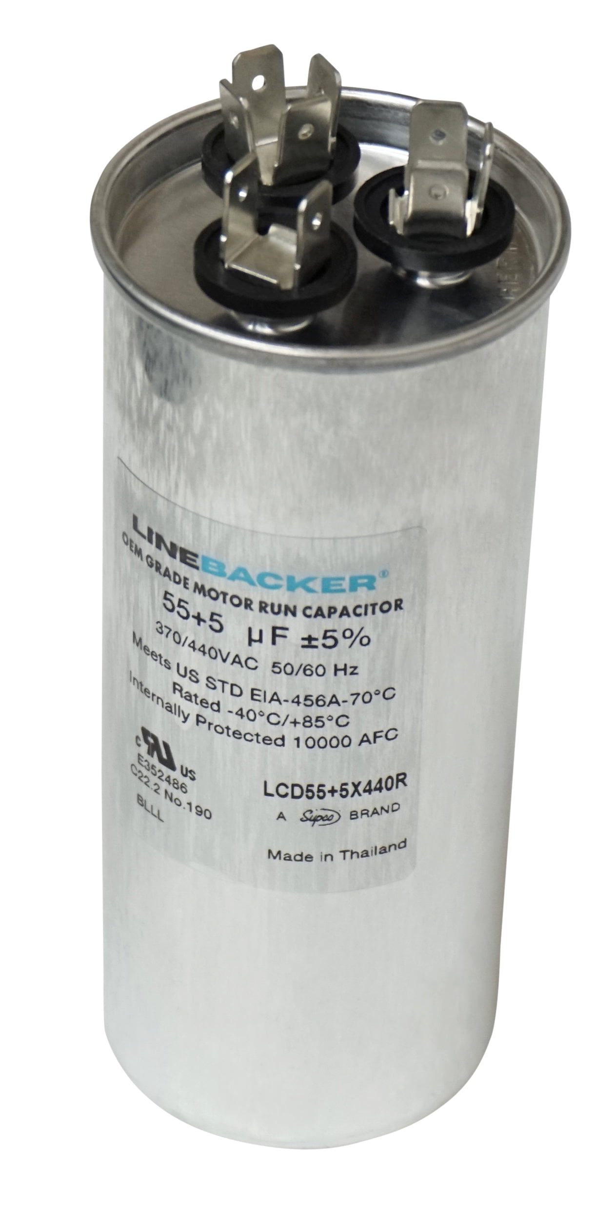 Linebacker Motor Run Dual Round Capacitor, 55 + 5 Mfd., 440 Volt, LCD55 ...