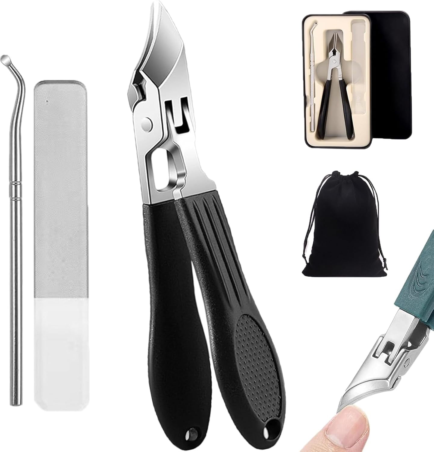 Linebstow Nail Clippers, Eagle Beak Angled Nail Clippers 3-Piece Set ...