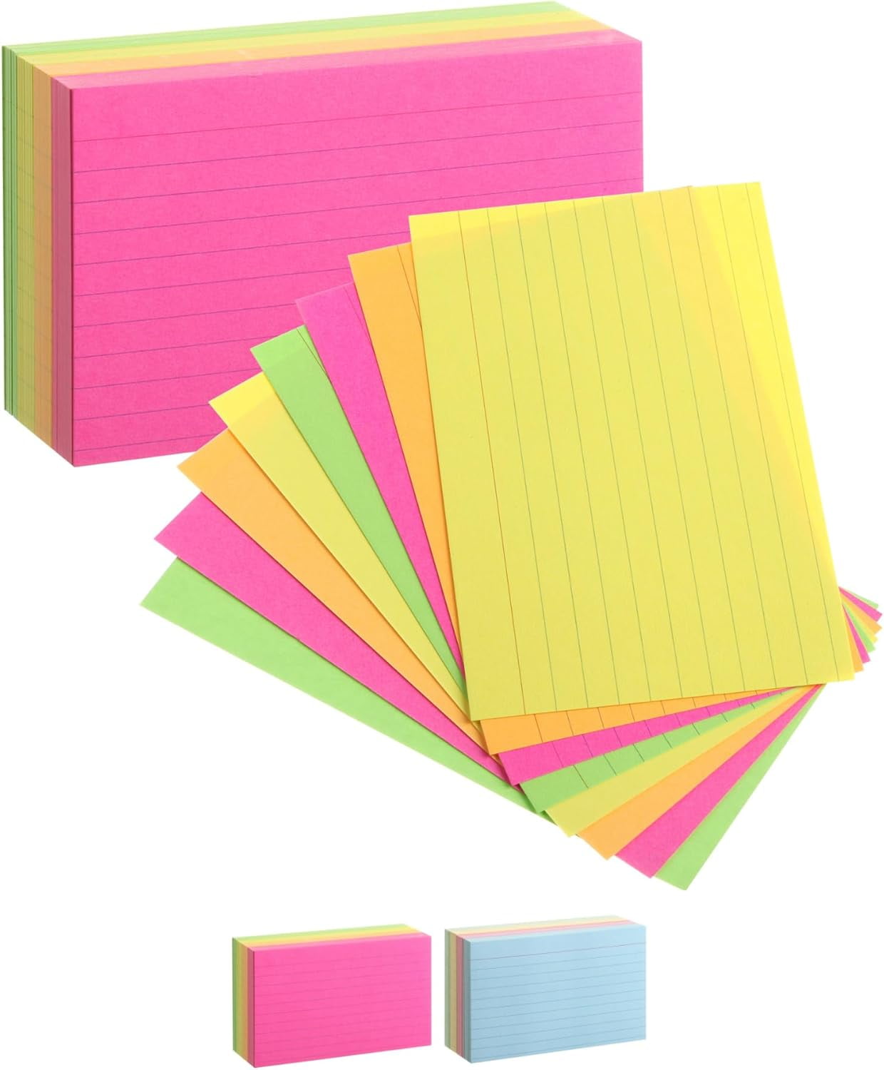 Lined Index Cards - 3x5, 180 Cards, Assorted Colors, Flashcards for ...