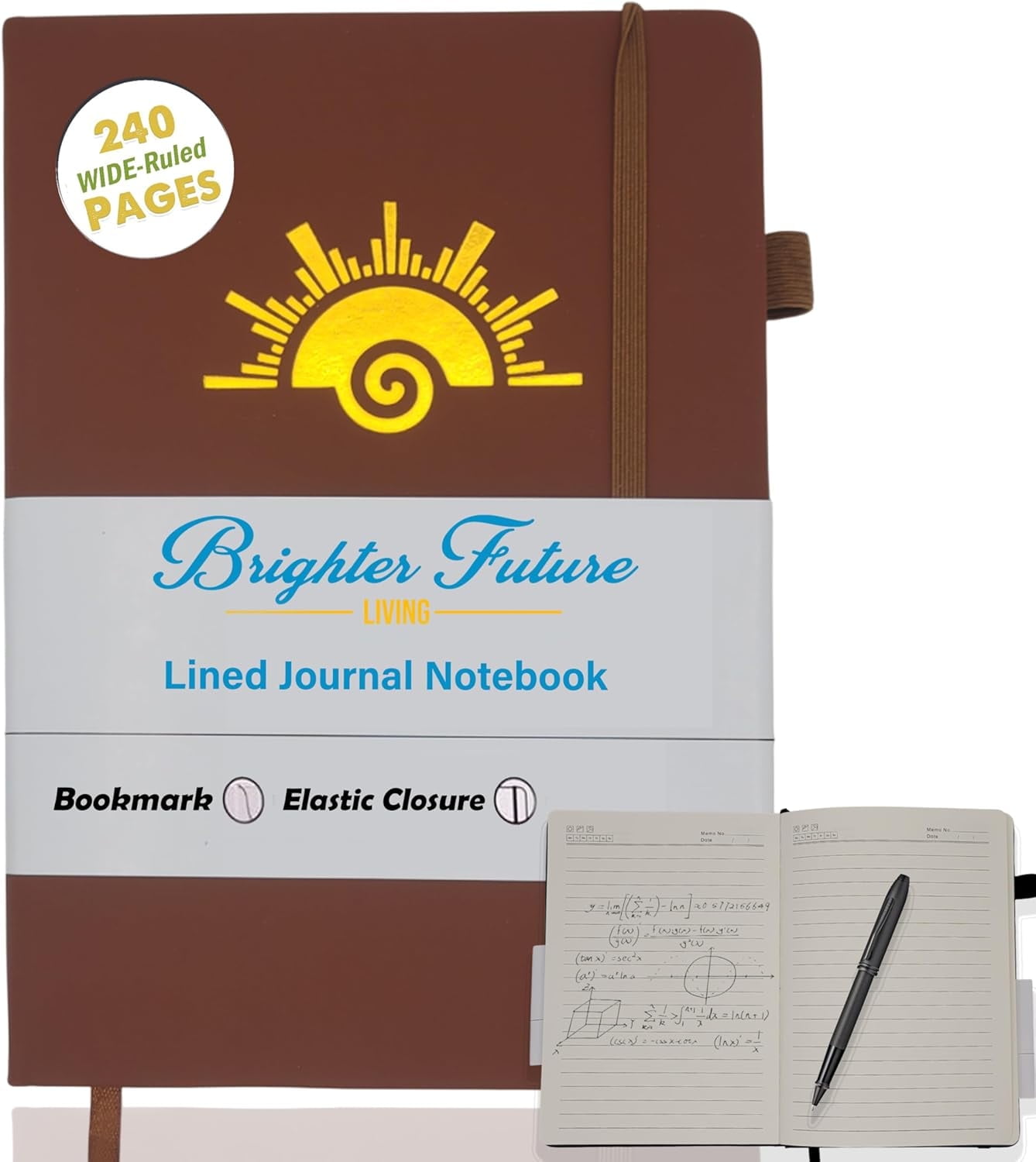 Lined Journal Notebook – A5 Faux Leather Hardcover | 240 Ruled Pages ...