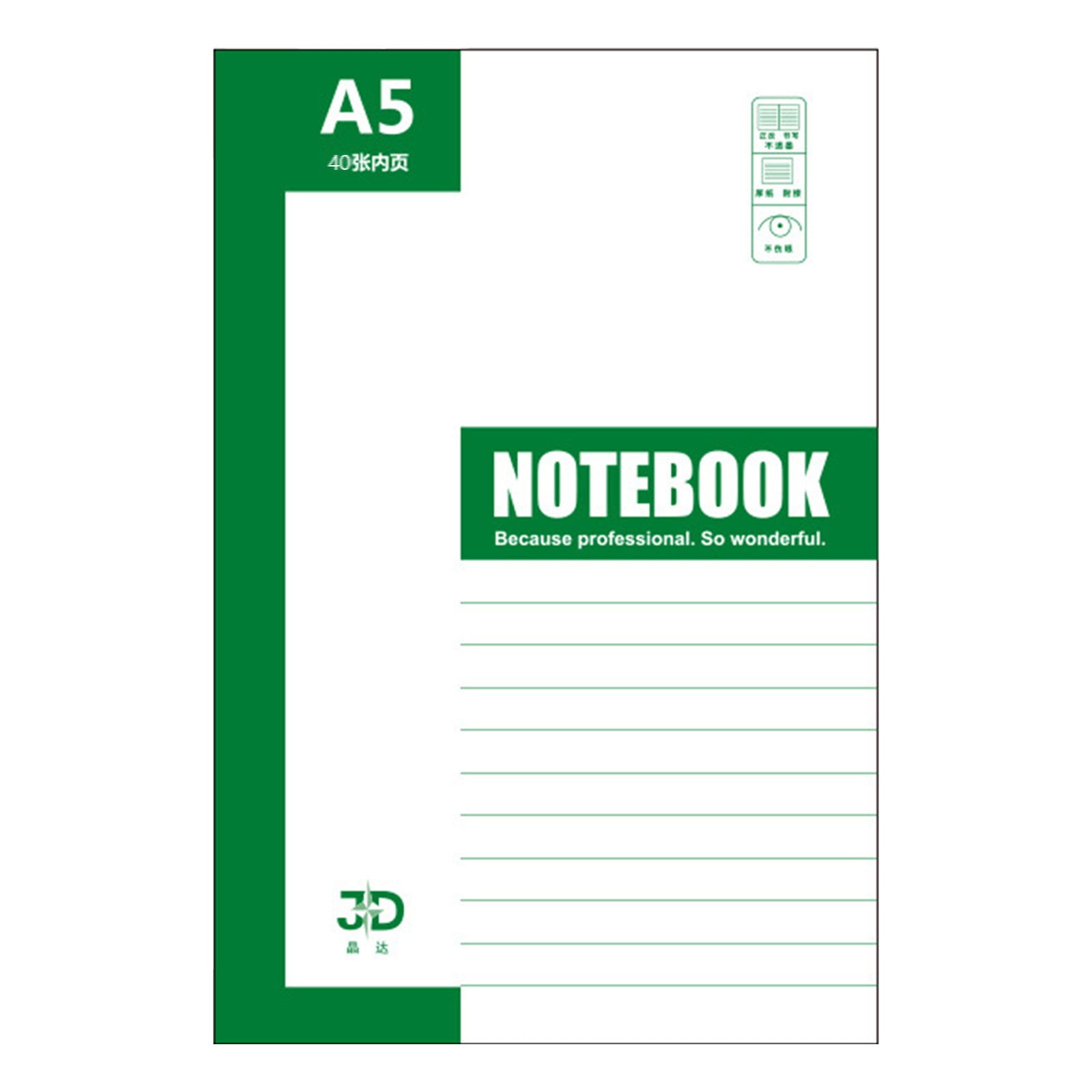 Lined Journal Notebook, (Green), 40 Pages, A5 Size 5.5 in x 8.3 in ...