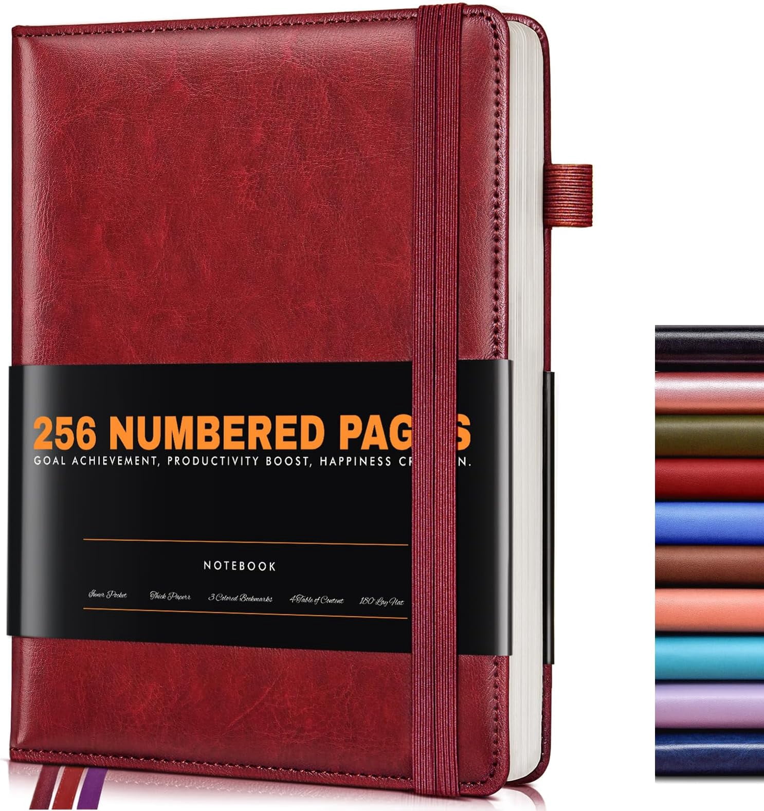 Lined Journal Notebook for Women Men, 256 Numbered Pages Hardcover ...