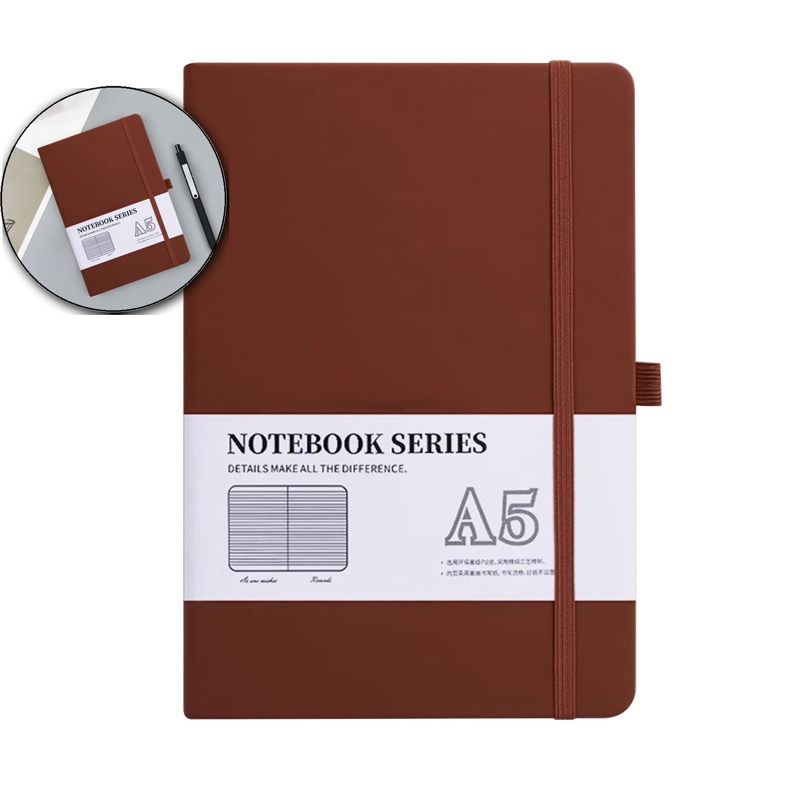 Lined Notebook Journal for Women Men 200 Pages A5 Hardcover Leather ...