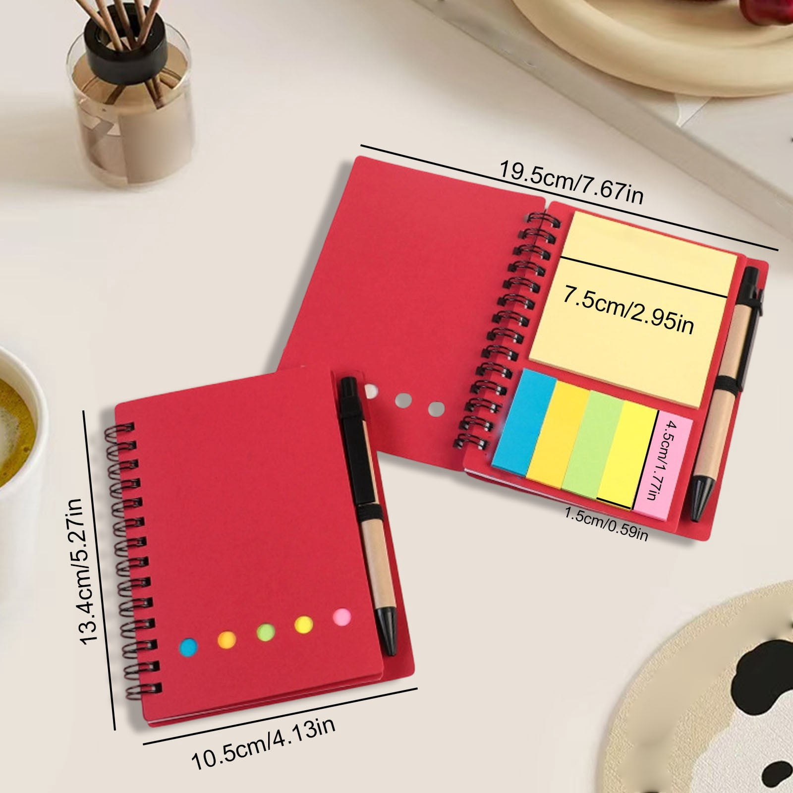 Lined Notebook with Pen, Colorful Sticky Index Flags, Small Lined ...