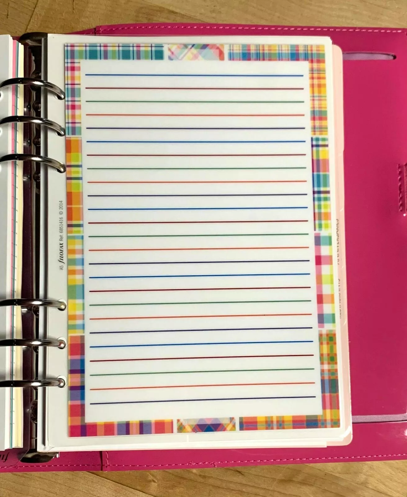 Lined Notes Lists Plaid Two Sided Dashboard For Use With Filofax A5 ...