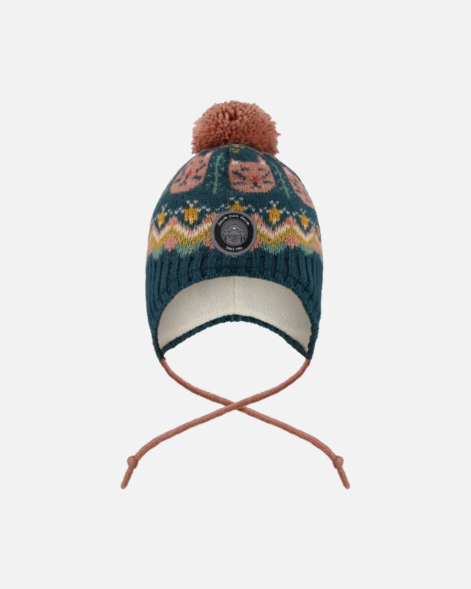 Lined Peruvian Knit Pompom Hat Green And Pink - Walmart.com