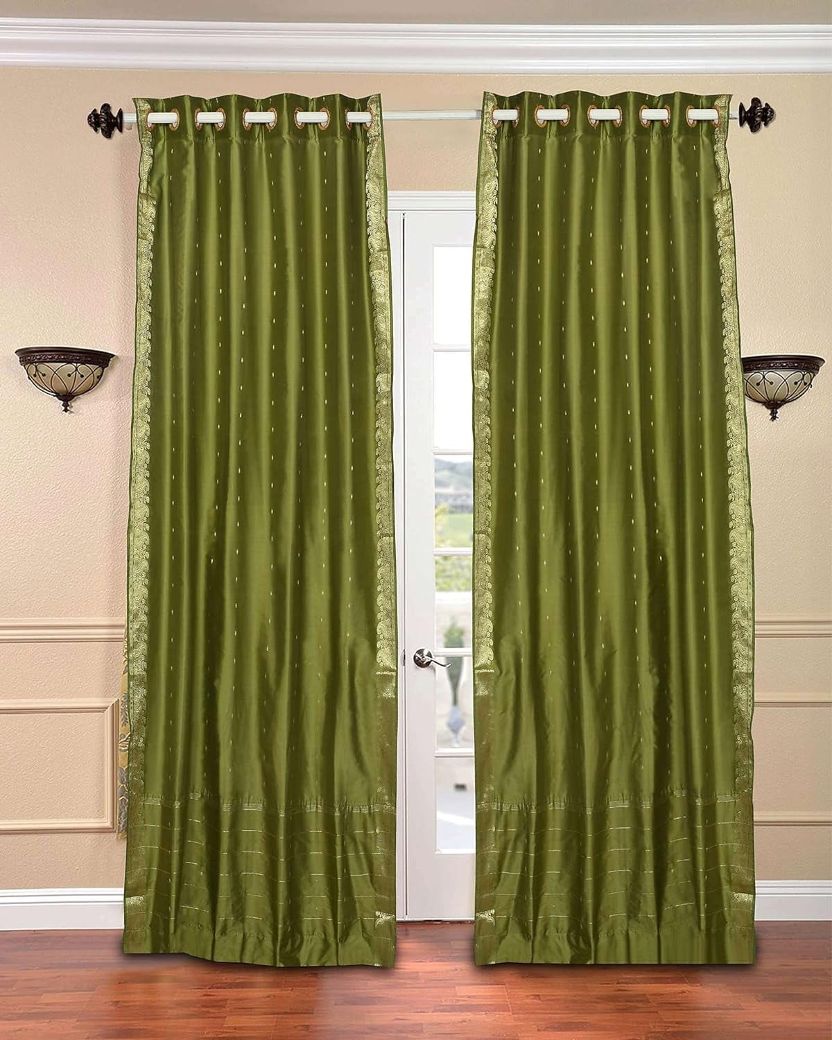Lined Ring Top Sari Curtains 60" W X 120" L matching tiebacks ...