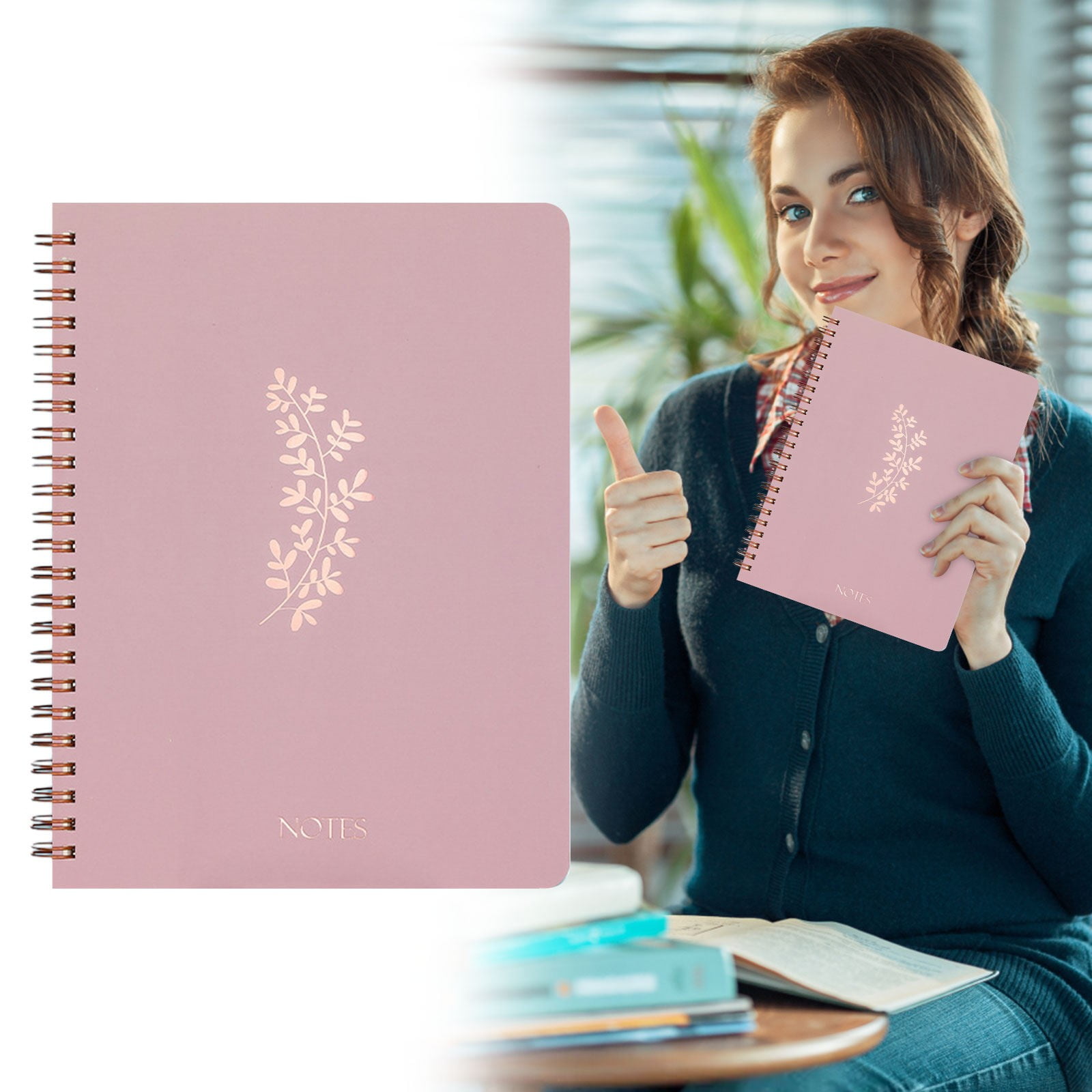 Lined Spiral Journal Notebook 8.2"x6.5" (L×W)/ 80 Sheets 1PC Pink ...