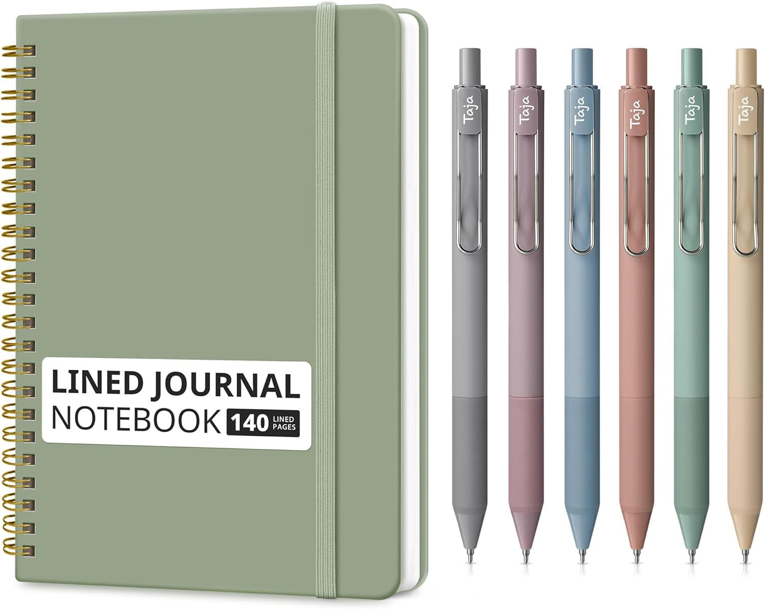 Lined Spiral Journal Notebook and Gel Pen Bundle for Work & Note Taking ...