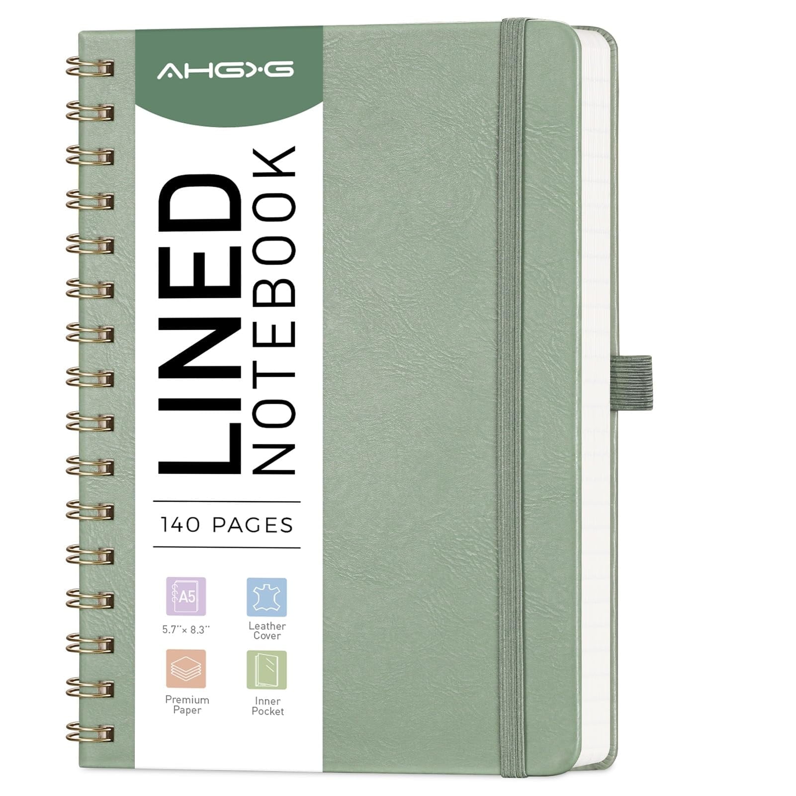 Lined Spiral Notebook A5 College Ruled, 140 Numbered Pages Hardcover ...