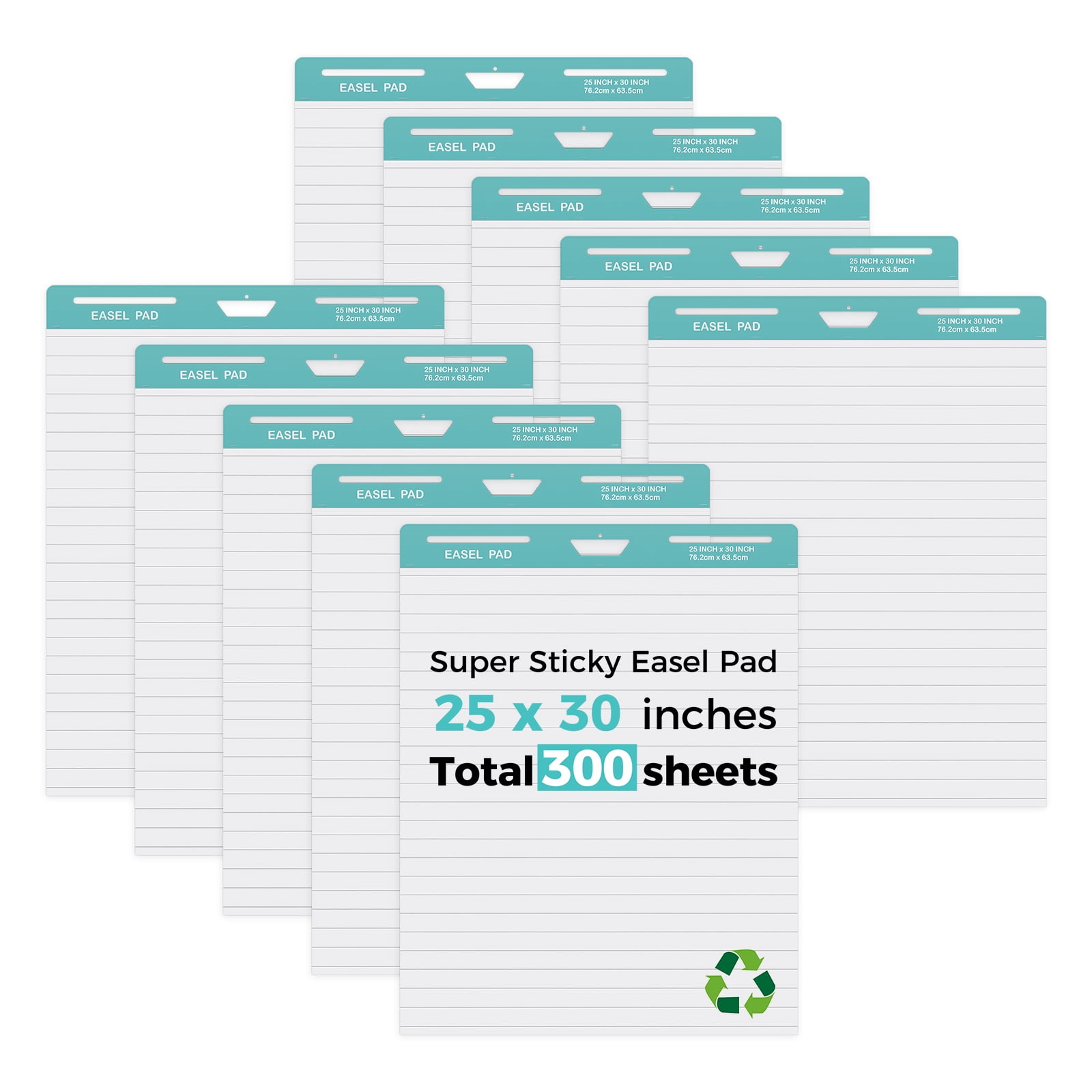 Lined Sticky Easel Pad, 25 x 30 Inch, White, 30 Sheets/Pad, 10 Pads ...
