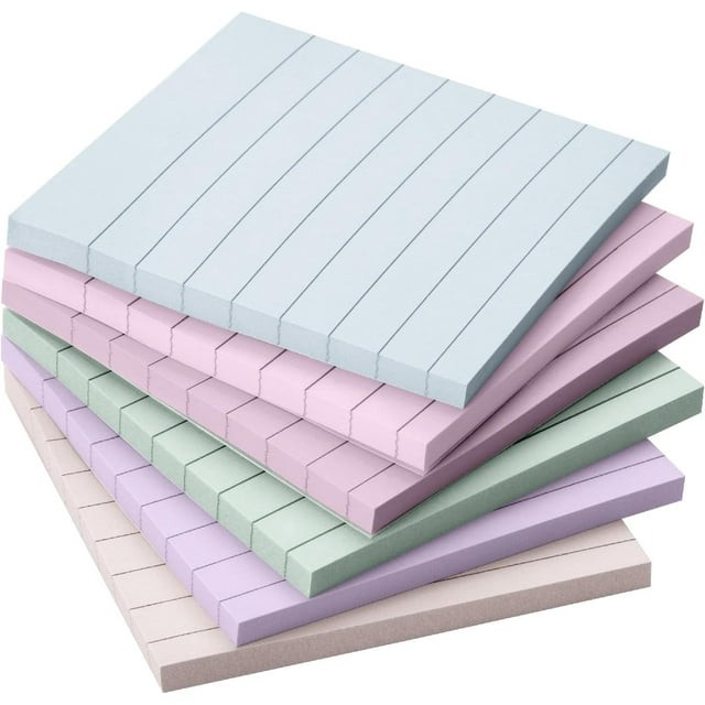 - Lined Sticky Notes 3x3, 6 Pads, 45 Sheet/Pads, Pastel Colors, Sticky ...