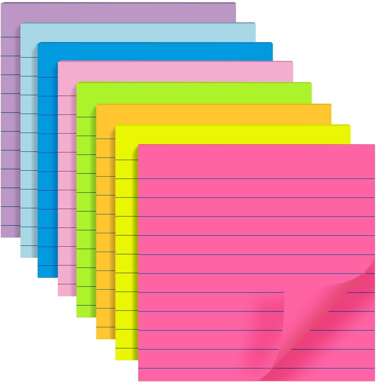 Lined Sticky Notes 3x3 in, Morandi Pastel Colors Ruled Post, Super ...