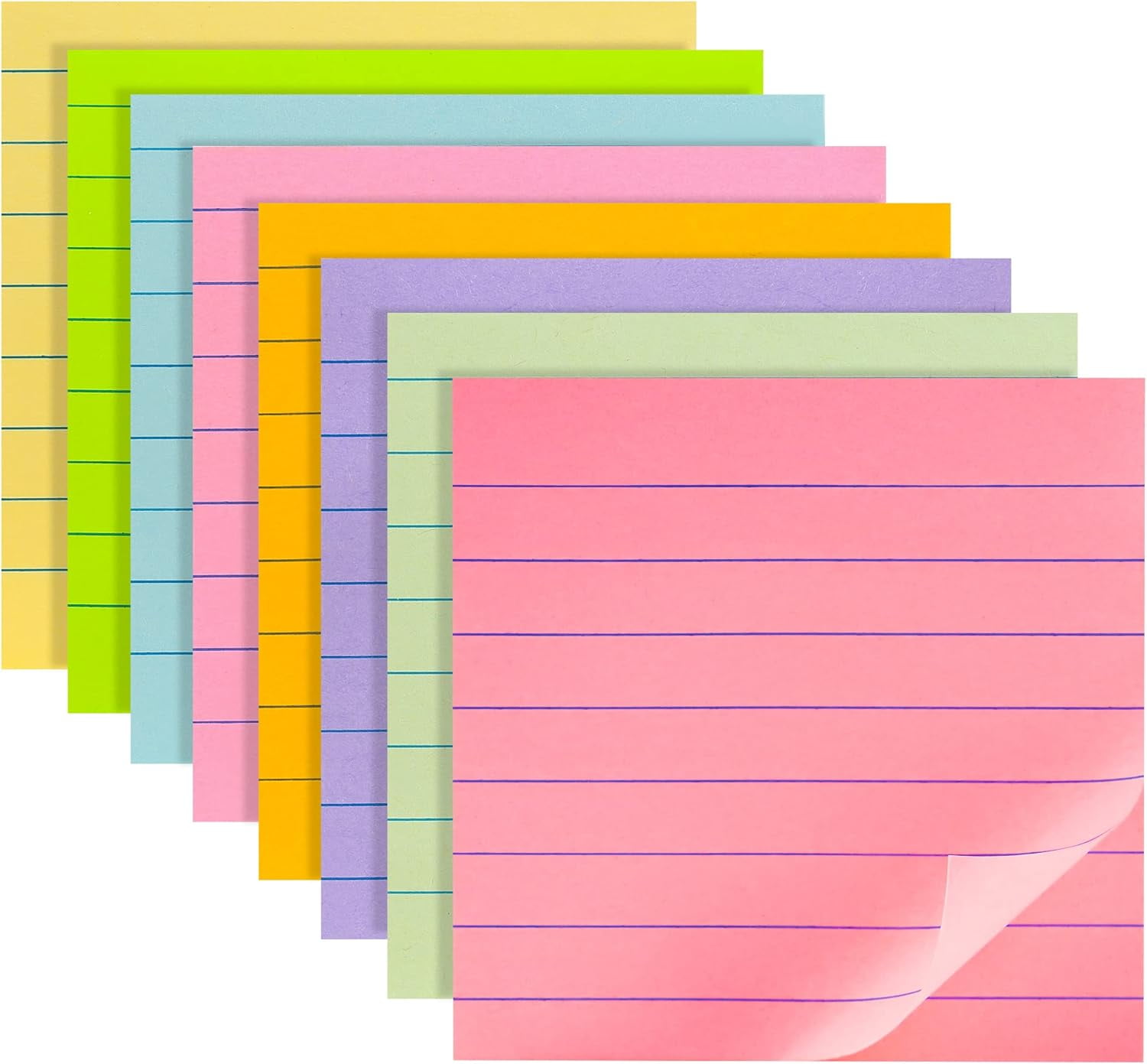 Lined Sticky Notes 3x3 in, Morandi Pastel Colors Ruled Post, Super ...