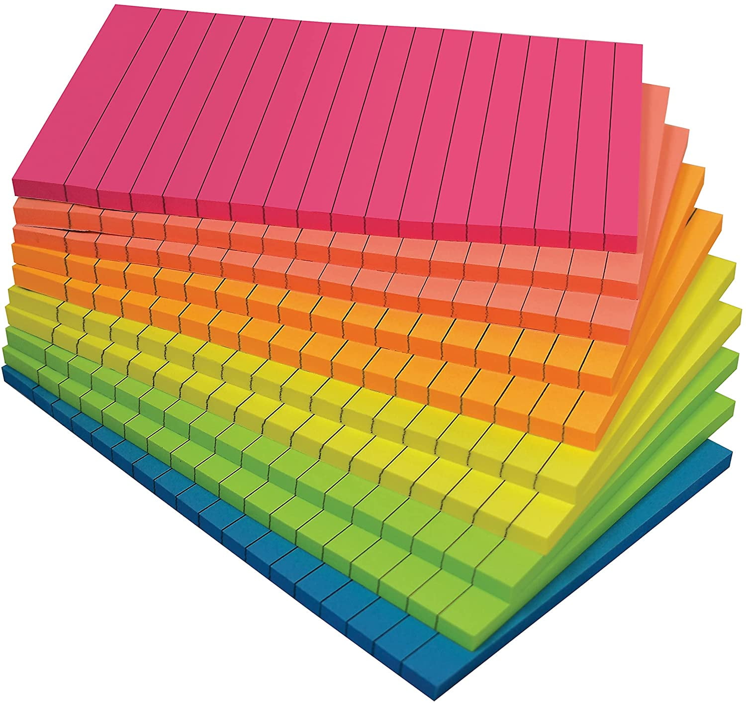 Lined Sticky Notes, 4 x 6, 10 Pack, 500 Sheets (50/Pad), Self Stick ...