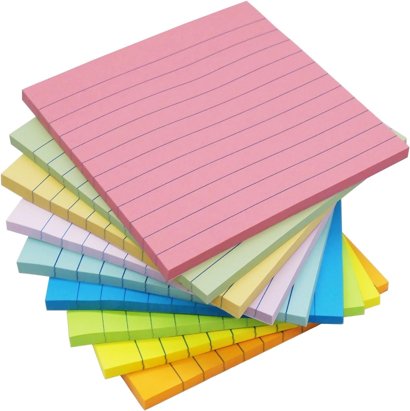 Lined Sticky Notes 4x6 in Post Sticky Notes with Lines, 9 Bright Colors ...