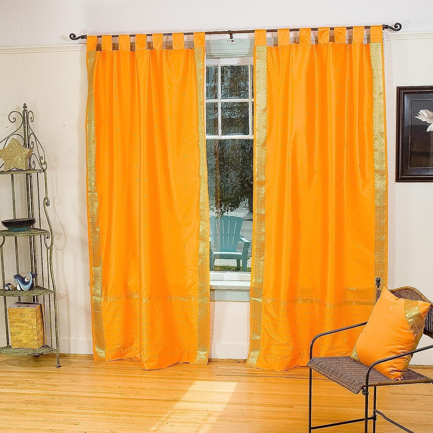 Lined Tab Top Sari Curtains 80"W x 84"L matching tiebacks- Handcrafted ...