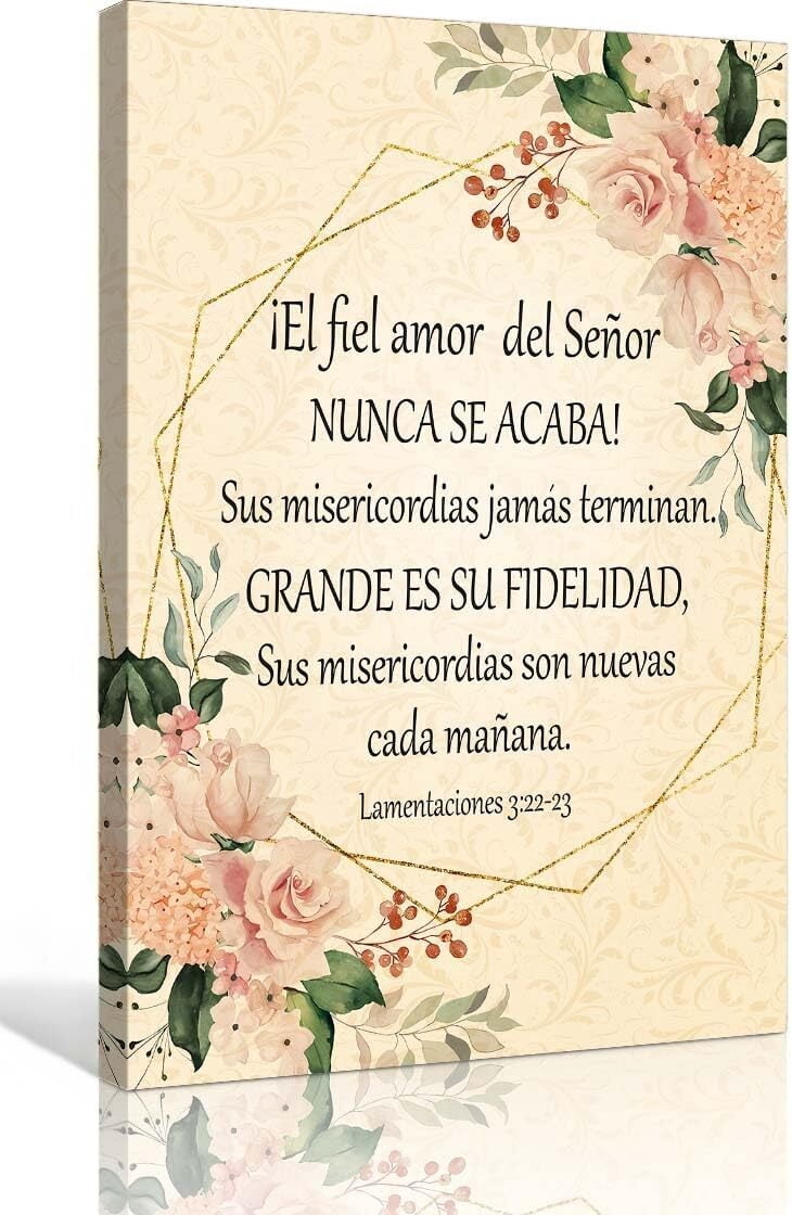Lineerby Lamentations 3 22-23 Spanish Bible Verse Wall Art Poster His ...