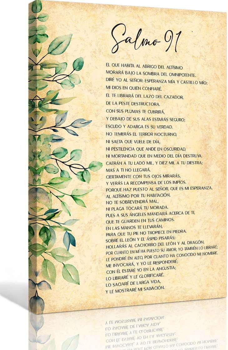 Lineerby Psalm 91 Wall Art Spanish Bible Verse Poster Framed Christian ...